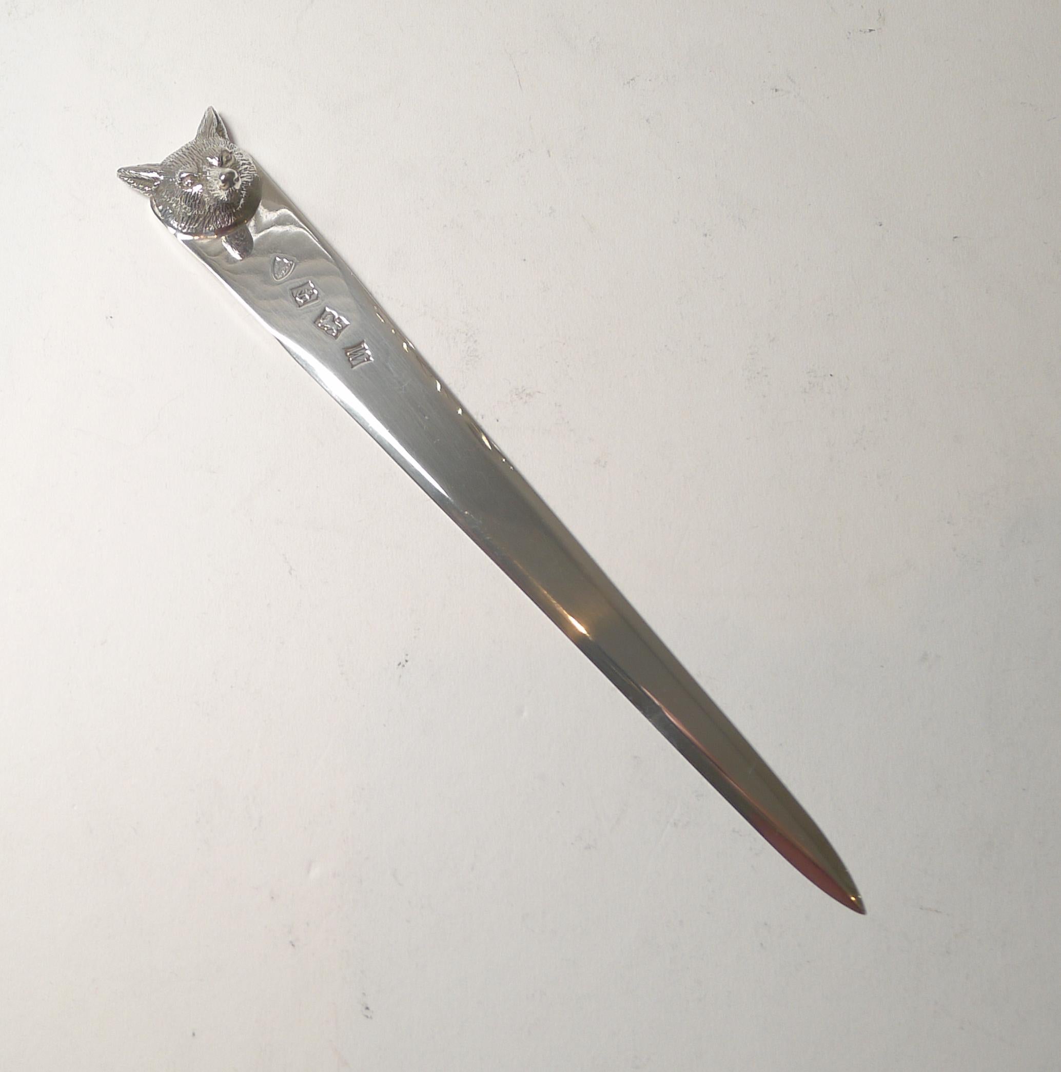 Vintage English Sterling Silver Letter Opener, Fox at 1stDibs | solid ...