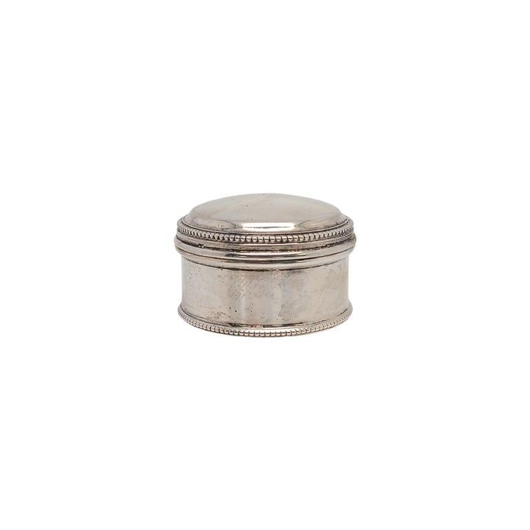 English Sterling Silver Round Pill Box For Sale at 1stDibs