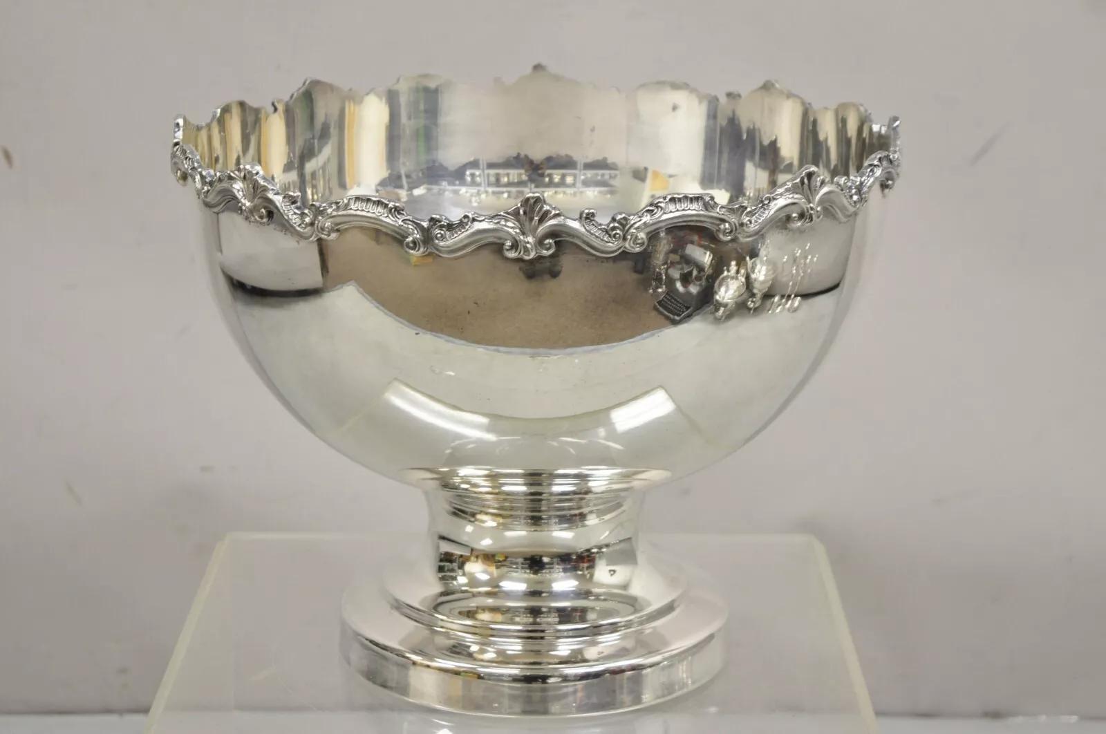 Vintage English Victorian GSC Large Silver Plated Footed Punch Bowl For ...