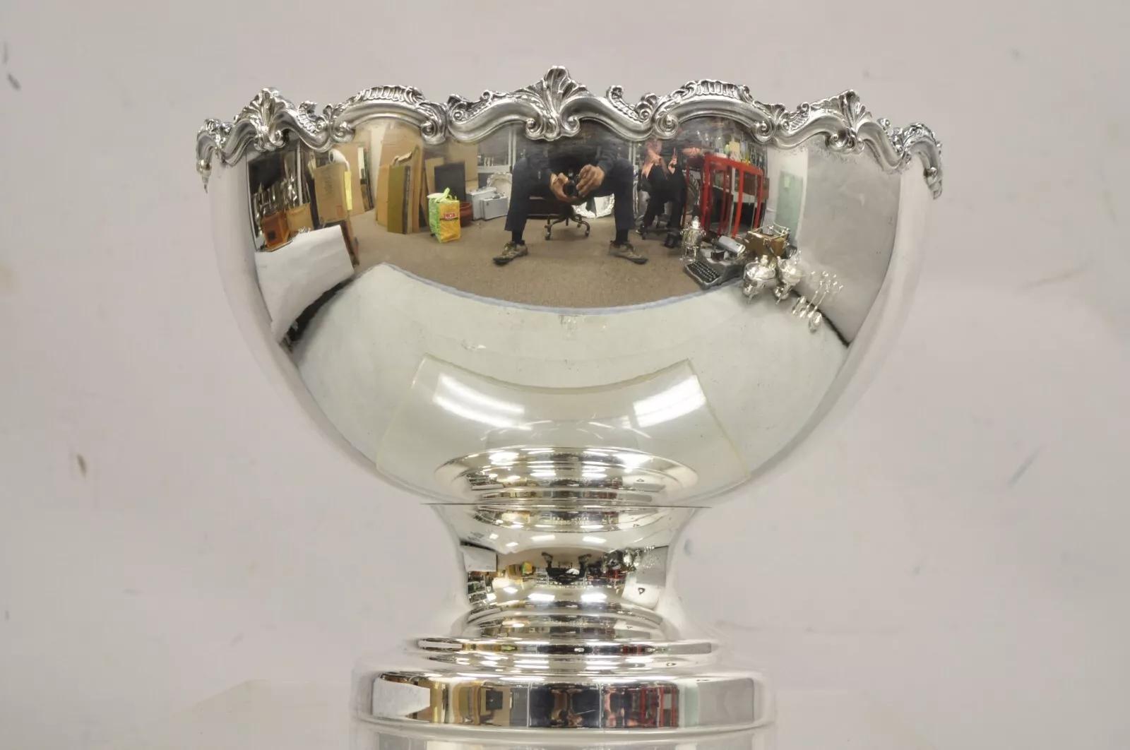 Vintage English Victorian GSC Large Silver Plated Footed Punch Bowl For ...