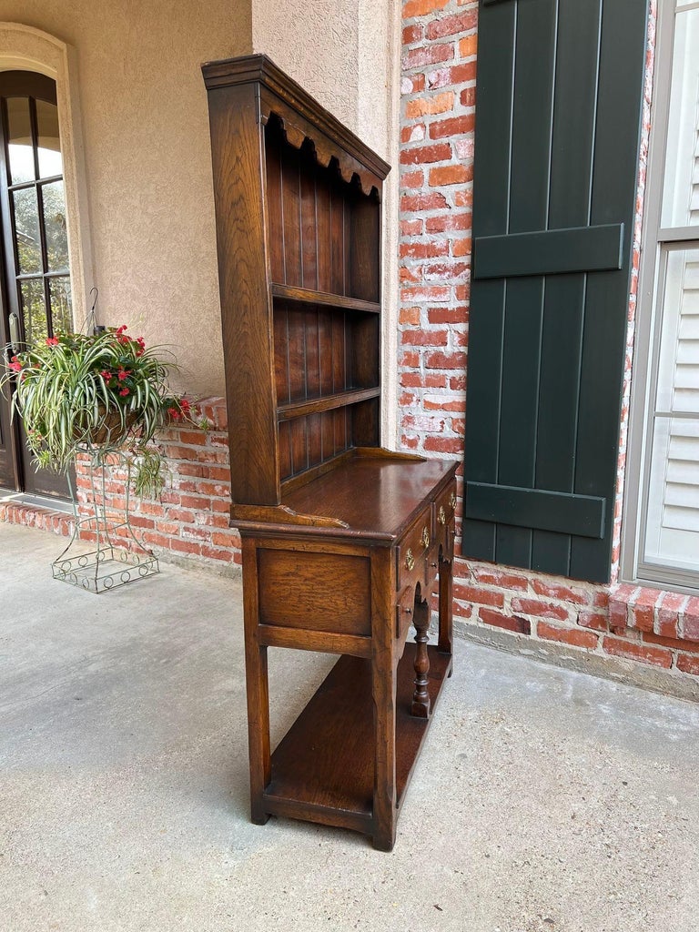 Vintage English Welsh Dresser Petite Sideboard Oak Farmhouse Kitchen ...