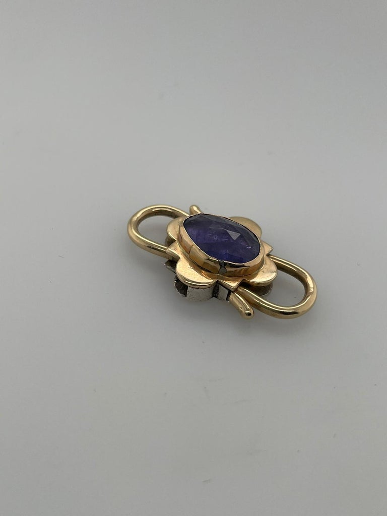 vintage Enhancer clasp with antique cut gemstone 18ct yellow and white ...