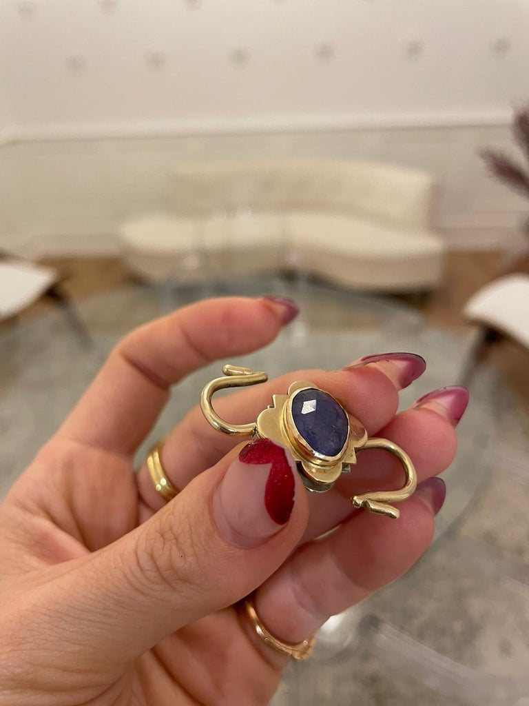 vintage Enhancer clasp with antique cut gemstone 18ct yellow and white ...