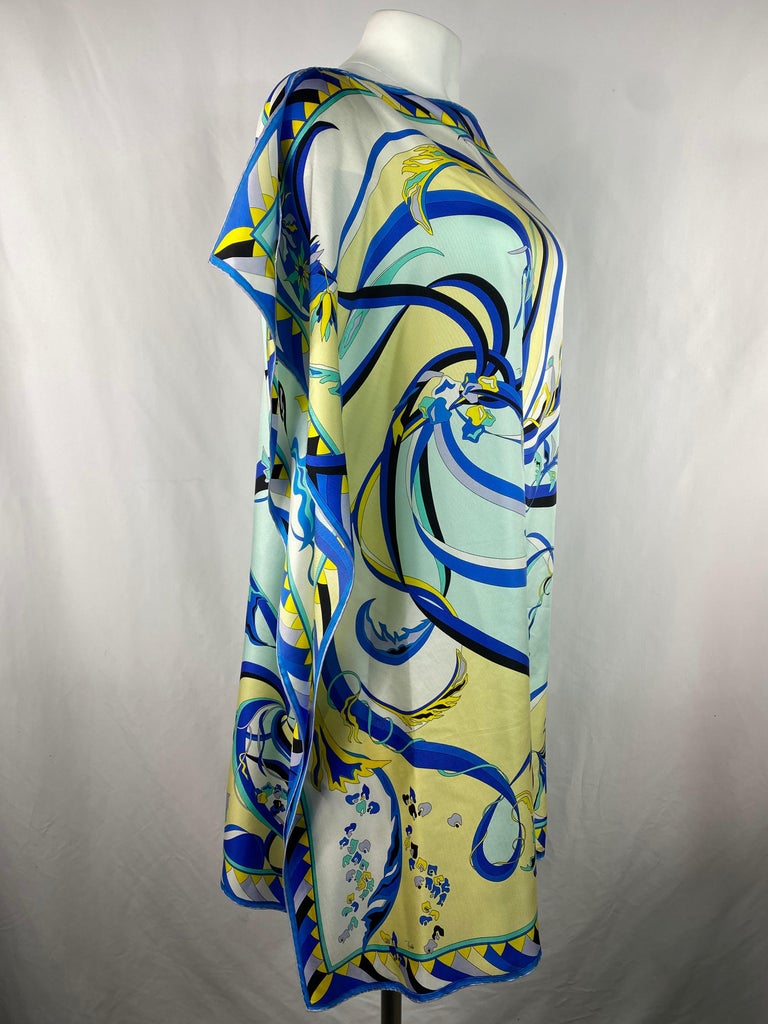 Vintage ENILIO PUCCI Multicolor Silk Cover Up Top For Sale at 1stDibs