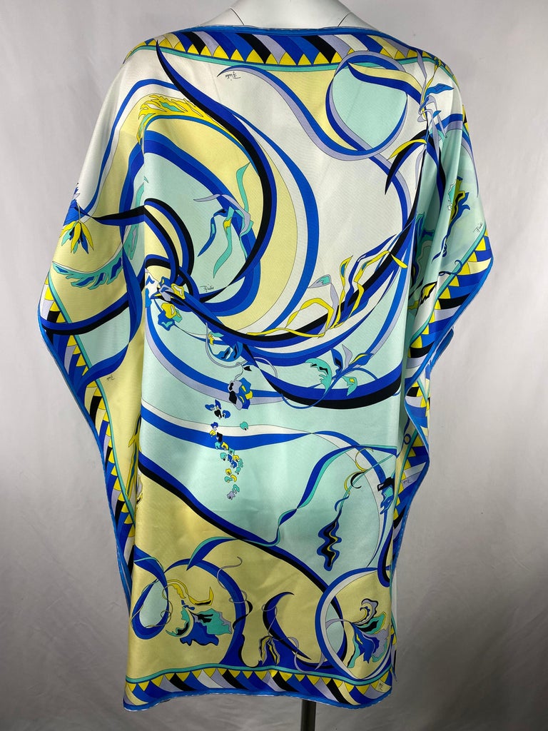 Vintage ENILIO PUCCI Multicolor Silk Cover Up Top For Sale at 1stDibs