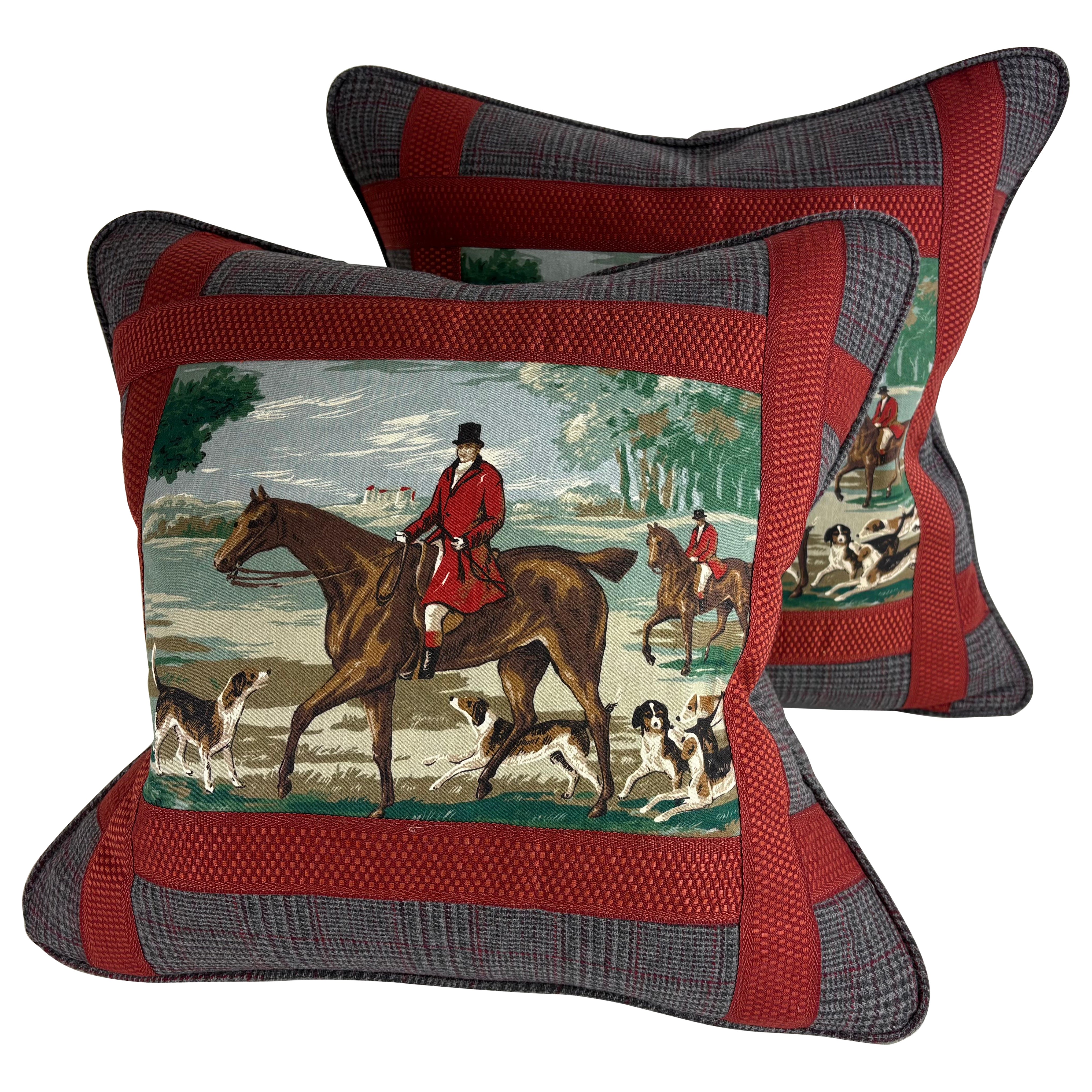 Vintage equestrian cotton and tweed pillows after Ralph Lauren/pair For ...