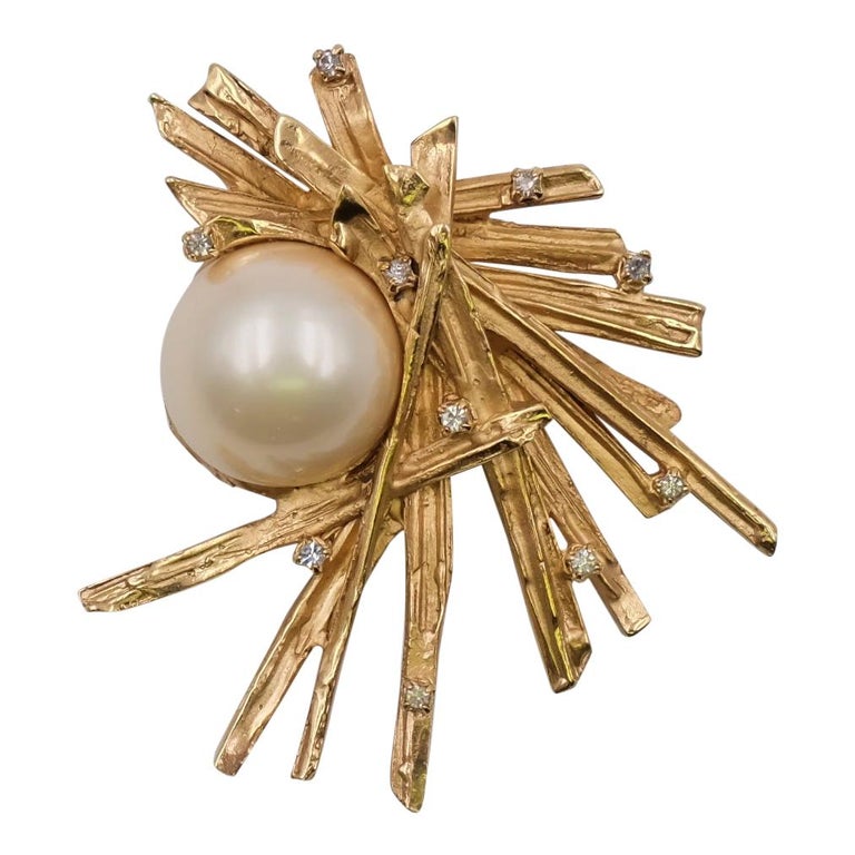 Vintage Erwin Pearl Faux Pearl Sea Urchin Brooch 1970's at 1stDibs