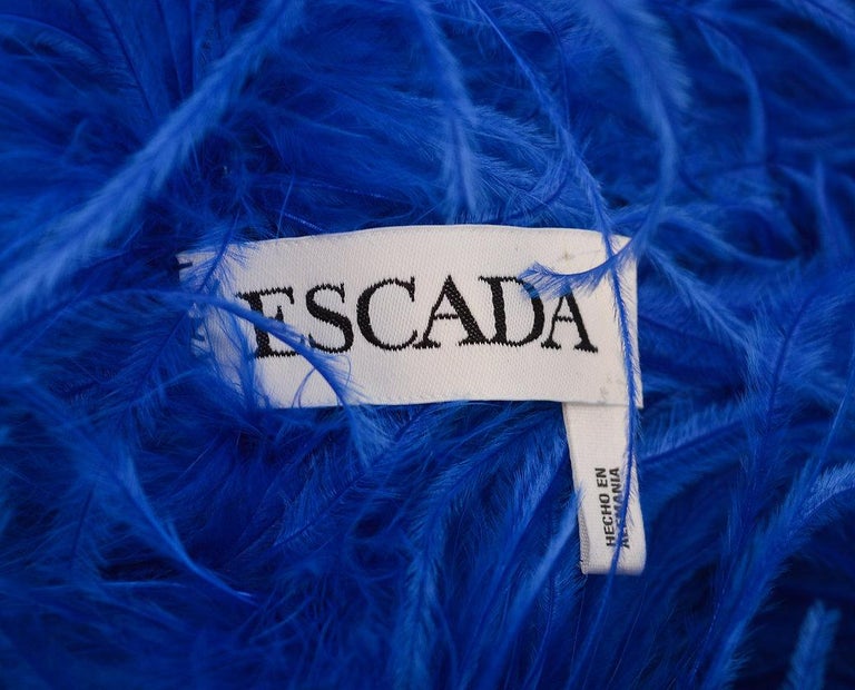 Vintage Escada Electric Blue Ostrich Feather Boa For Sale at 1stDibs