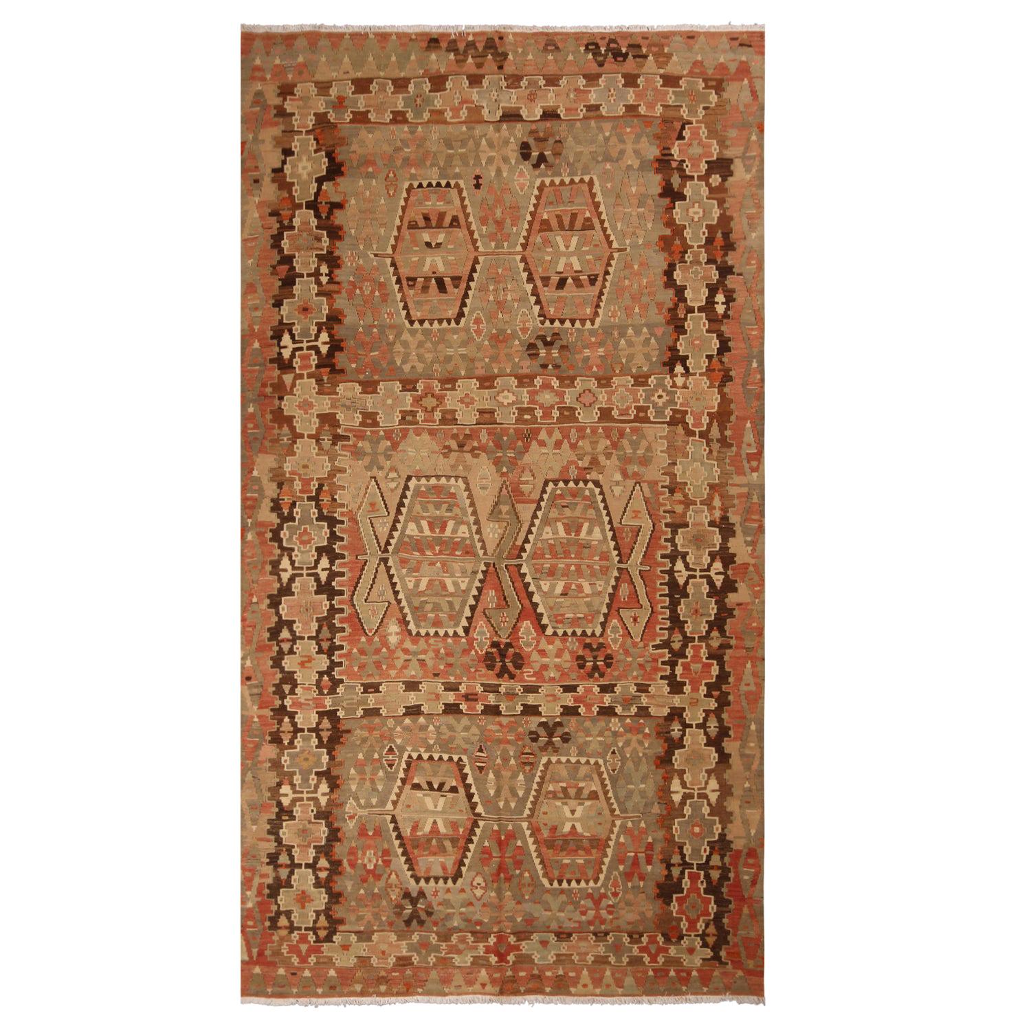 Vintage Esme Green-Blue and Red Wool Rug with Vibrant and Earth tone ...