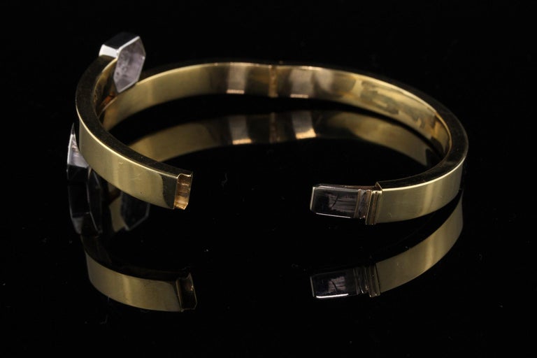 Vintage Estate 18 Karat Two-Tone Gold Diamond Bangle Bracelet For Sale ...