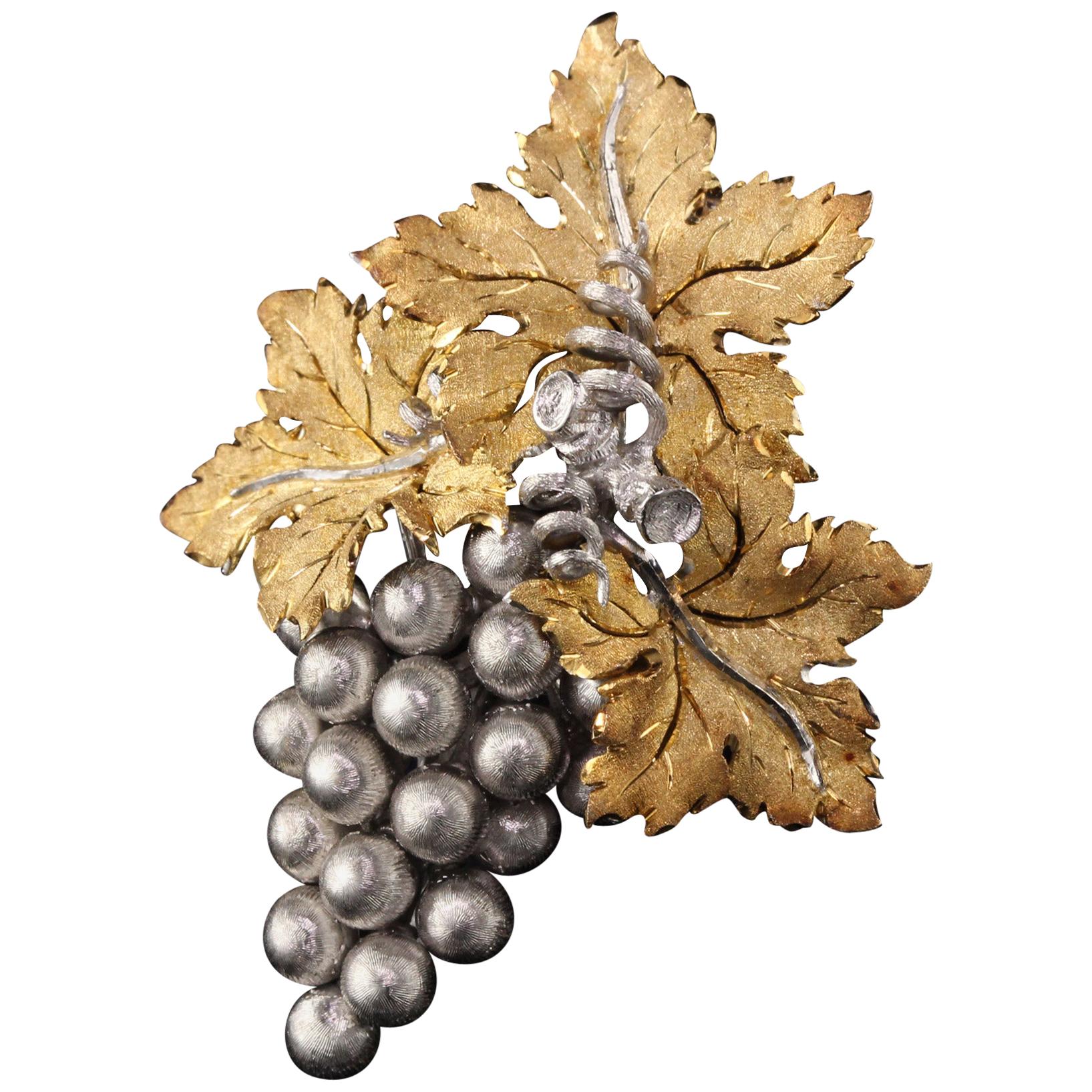 Vintage Estate Buccellati 18 Karat Two-Tone Gold Grapes Motif Pin at ...