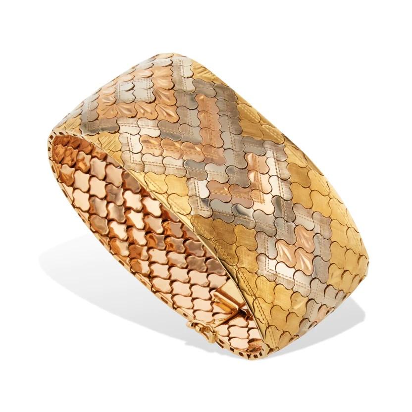 Vintage Estate Gold Tri-Color Italian Bracelet For Sale at 1stDibs ...