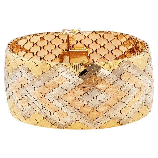 Vintage Estate Gold Tri-Color Italian Bracelet For Sale at 1stDibs ...