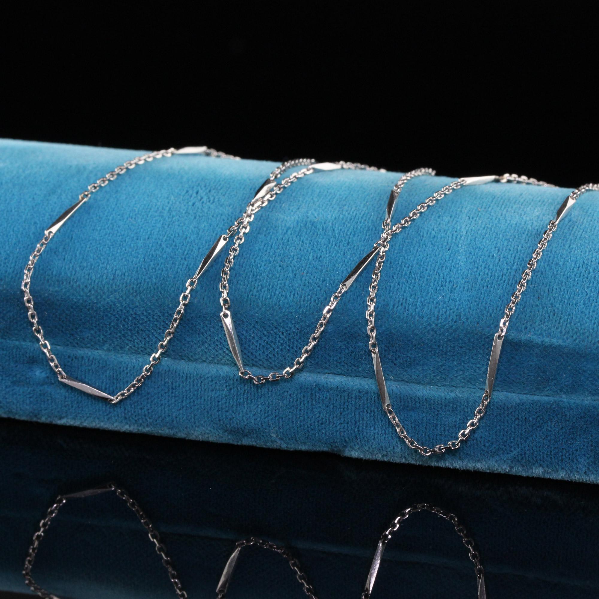 Vintage Estate Platinum Intricate Bar Link Chain Necklace, at 1stDibs