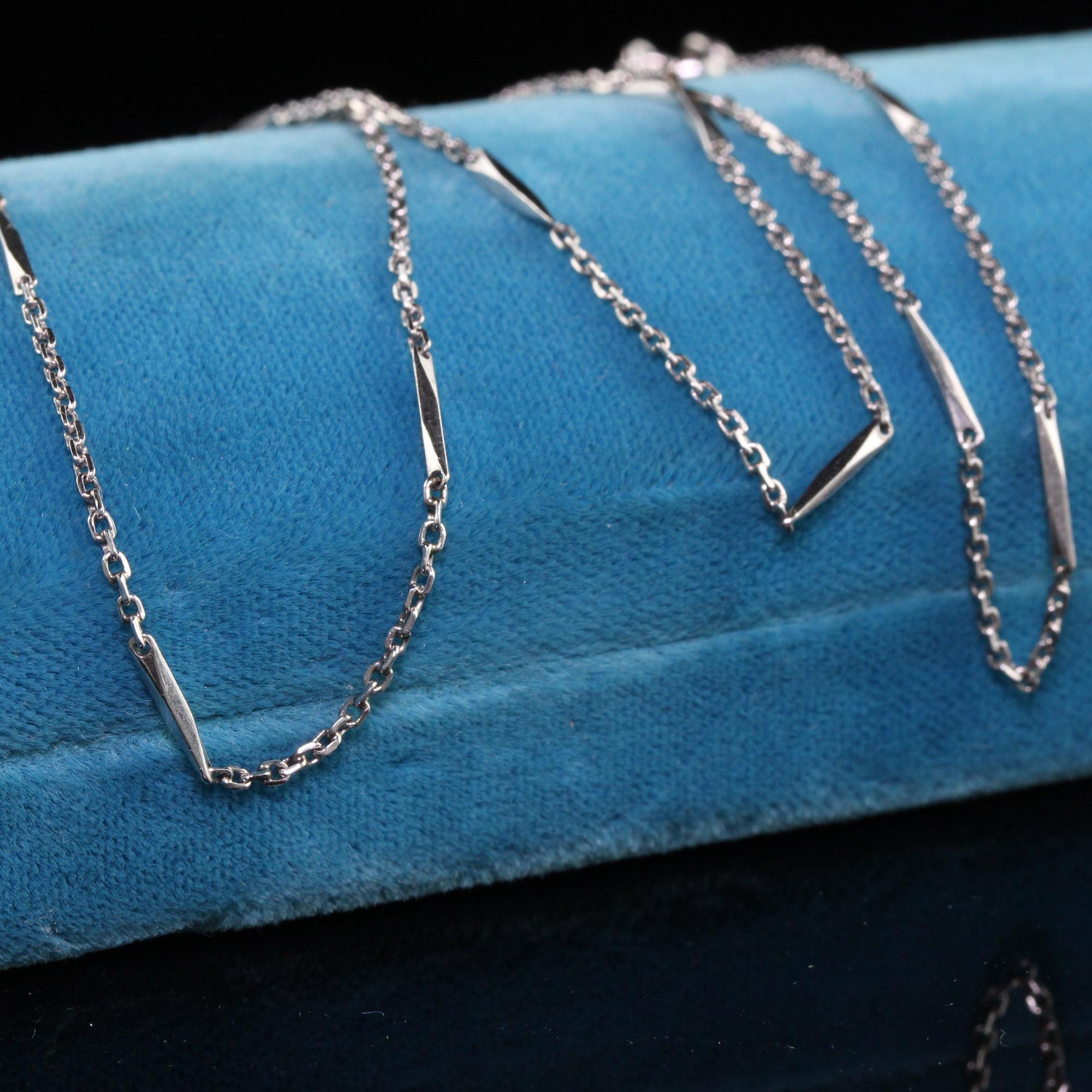 Vintage Estate Platinum Intricate Bar Link Chain Necklace, at 1stDibs