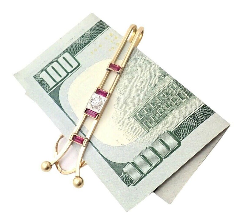 Vintage Estate Ruby Old Miner Diamond Yellow Gold Money Clip For Sale ...