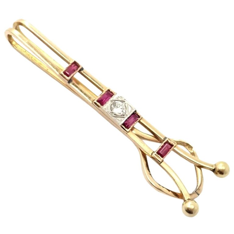 Vintage Estate Ruby Old Miner Diamond Yellow Gold Money Clip For Sale ...
