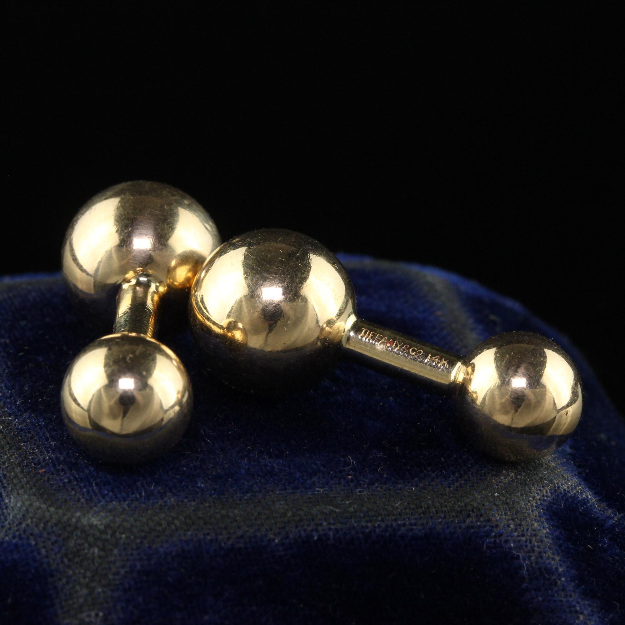 Vintage Estate Tiffany and Co 14K Yellow Gold Classic Ball Domed ...