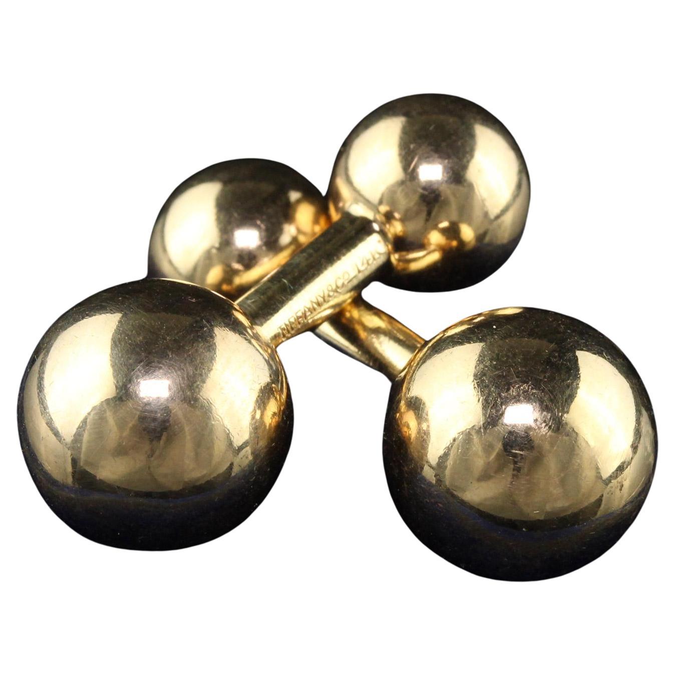 Vintage Estate Tiffany and Co 14K Yellow Gold Classic Ball Domed ...