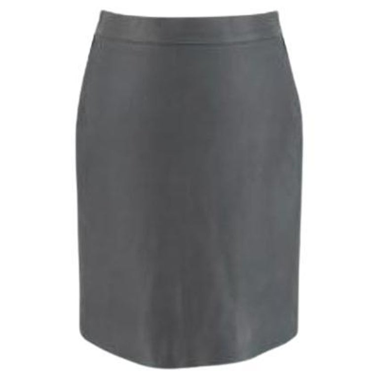 Hermes Vintage Etain Deerskin Leather Skirt - Size S For Sale at 1stDibs