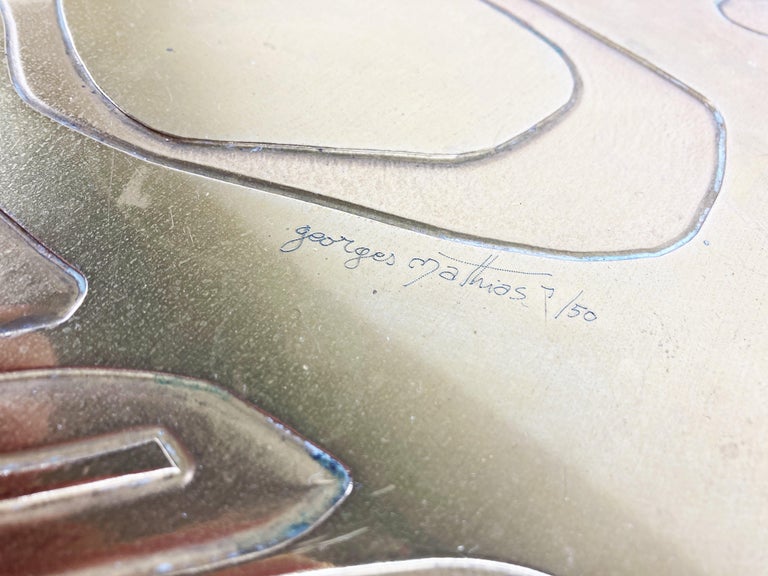 Vintage Etched Brass Coffee Table by Georges Mathias, 1970s For Sale at ...