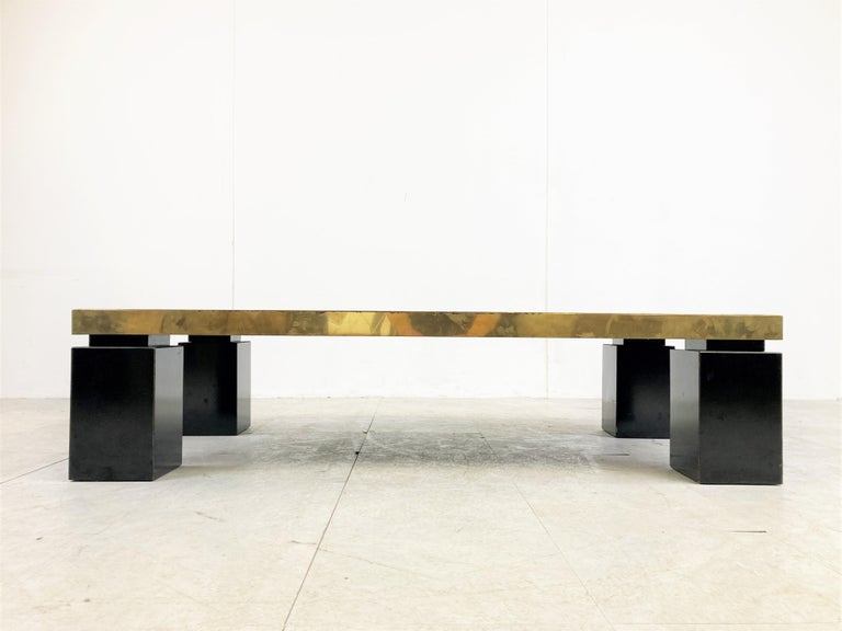 Vintage Etched Brass Coffee Table by Georges Mathias, 1970s For Sale at ...
