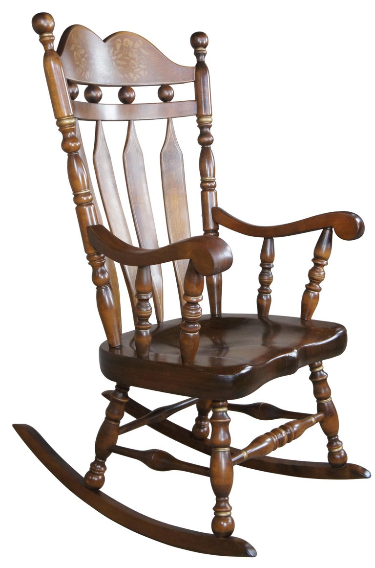 Vintage Ethan Allen Old Tavern Pine Stenciled Back Rocking Chair Rocker ...
