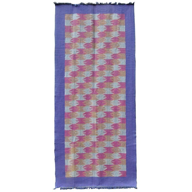 Vintage Ethnic Dhaka Pattern Purple Throw Rug from Nepal For Sale at ...
