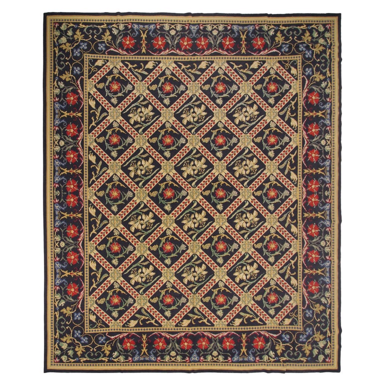 Vintage European Flatwoven Rug Handwoven Rug 11x13 Geometric Overall ...