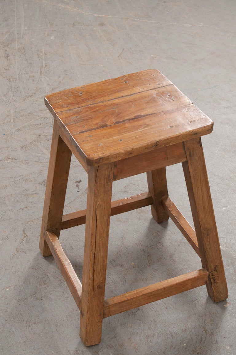 Vintage European Fruitwood Artisan's Stool For Sale at 1stdibs