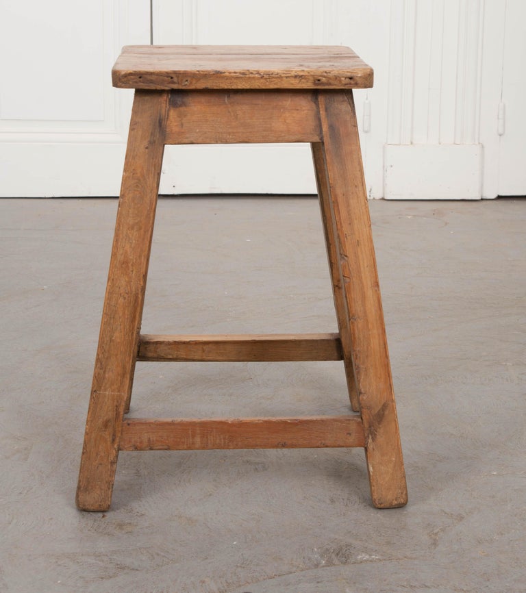 Vintage European Fruitwood Artisan's Stool For Sale at 1stdibs