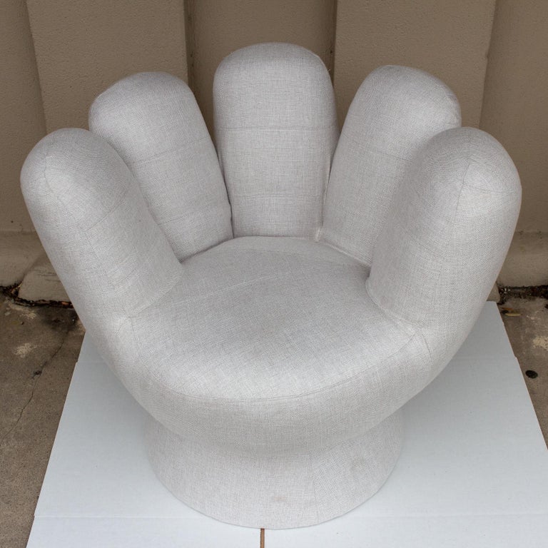 Vintage European Hand Chair with New Linen Upholstery at 1stDibs