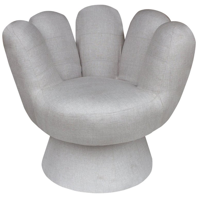 Vintage European Hand Chair with New Linen Upholstery at 1stDibs