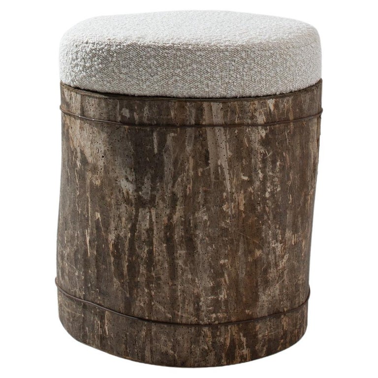 Vintage European Log Barrel Pouffe For Sale at 1stDibs