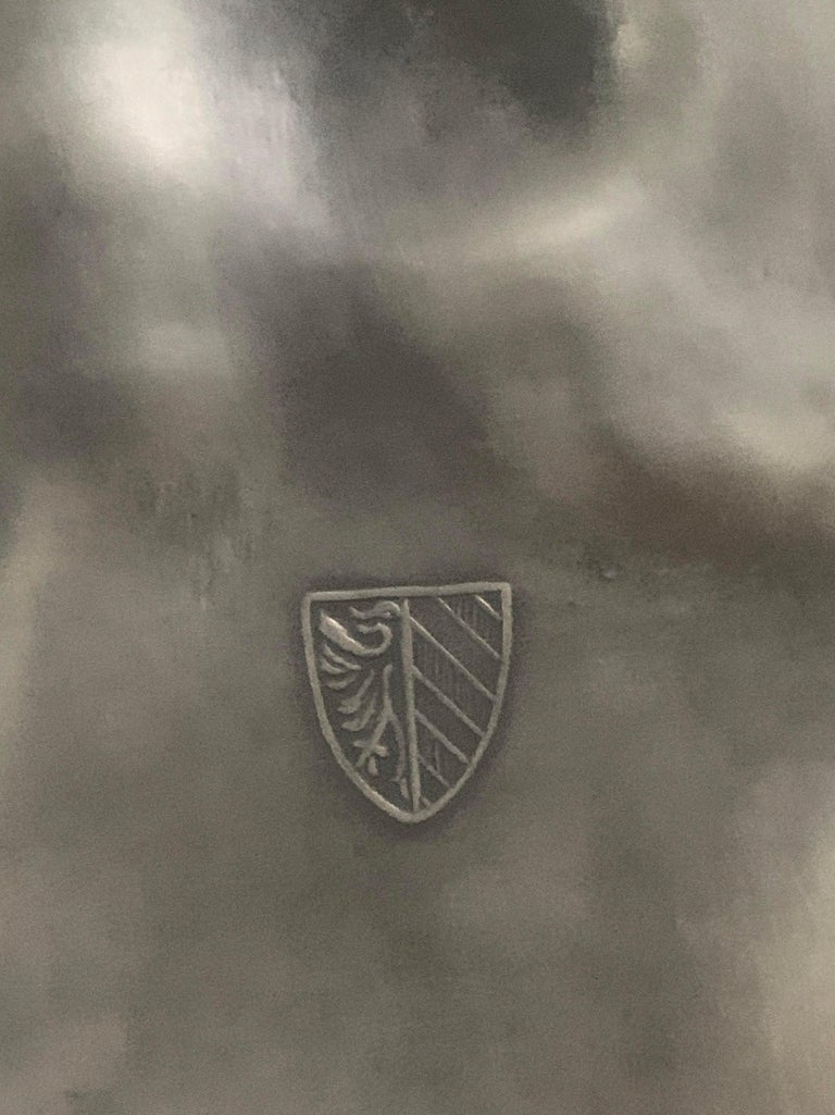Vintage European Pewter Wall Plate with Coat of Arms For Sale at 1stDibs