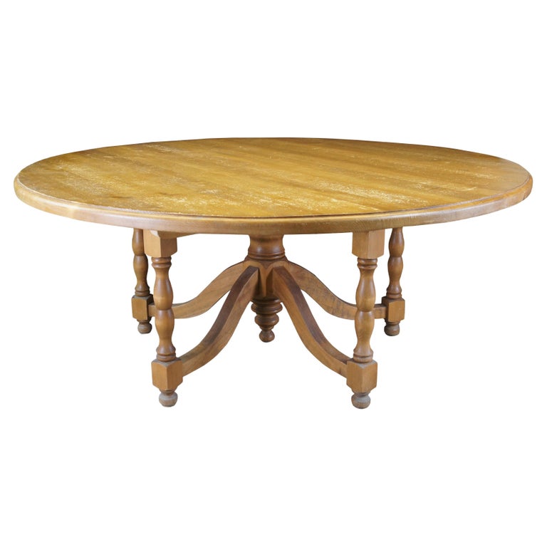Vintage European Pine Old World Farmhouse Round Dining Table Czech ...