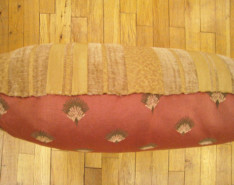 Vintage Decorative European Textile Pillow with Velvet and Striped ...