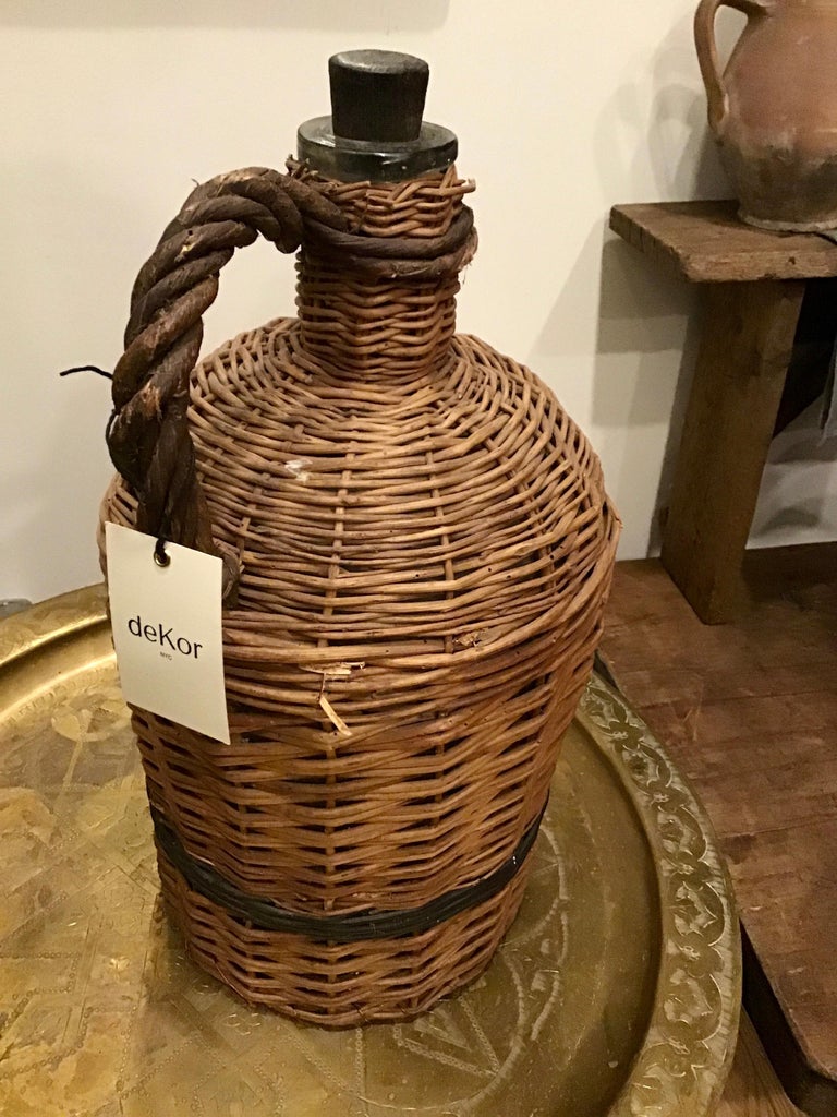 Vintage European Wicker Wine Jug at 1stDibs