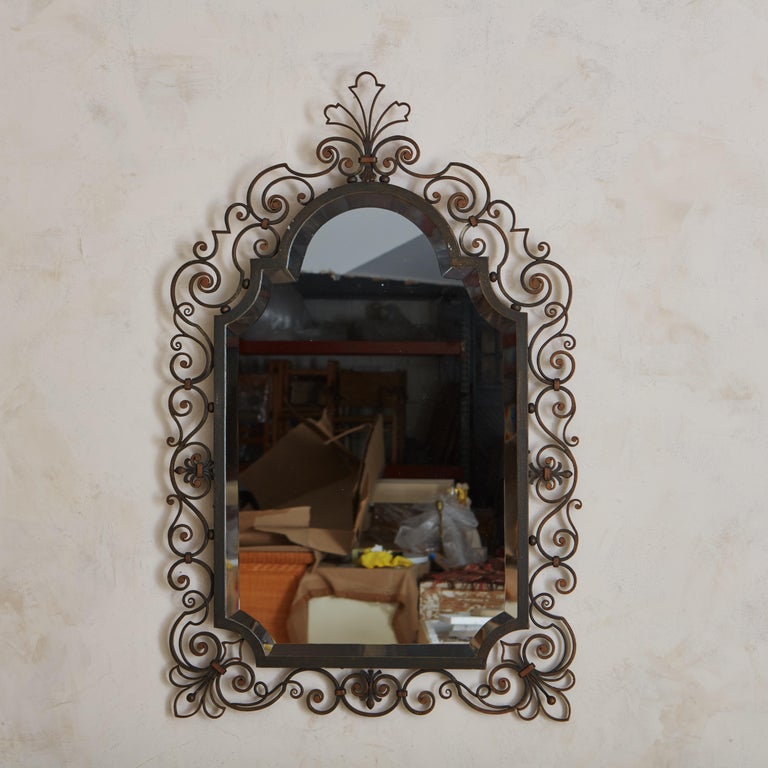 Vintage European Wrought Iron Mirror For Sale at 1stDibs