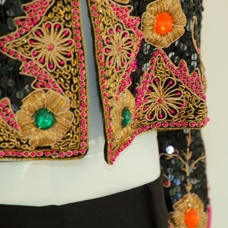 Vintage Evening Jeweled Beaded Jacket 1980's For Sale at 1stDibs