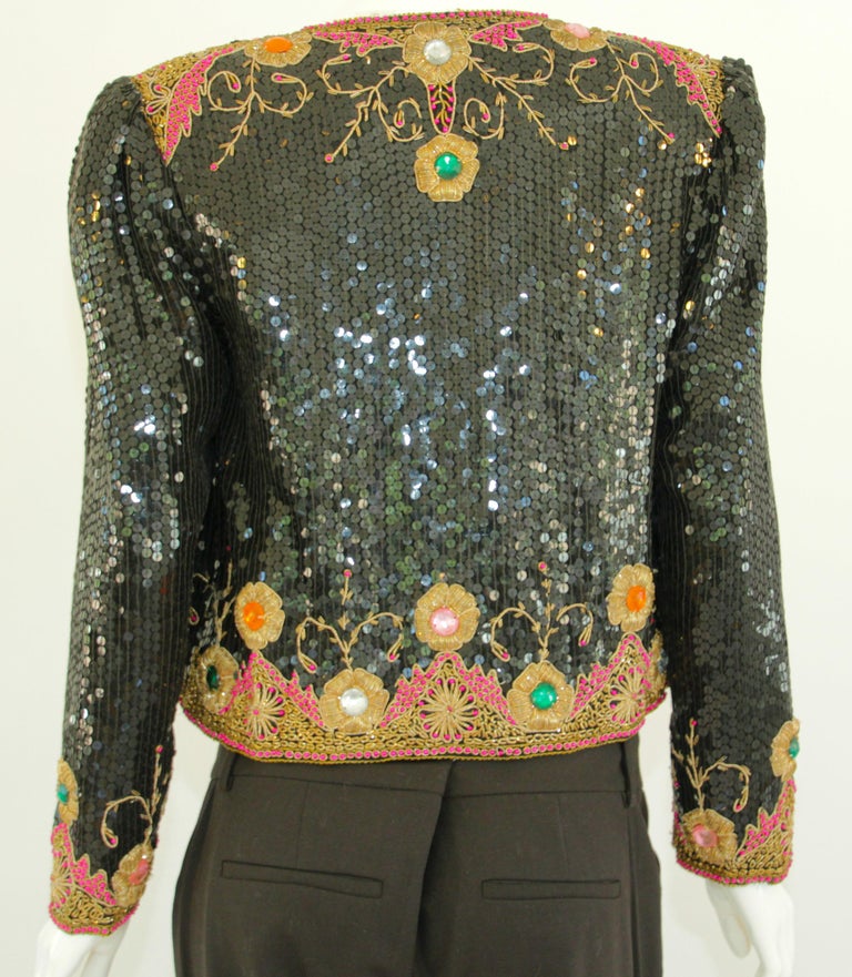 Vintage Evening Jeweled Beaded Jacket 1980's For Sale at 1stDibs