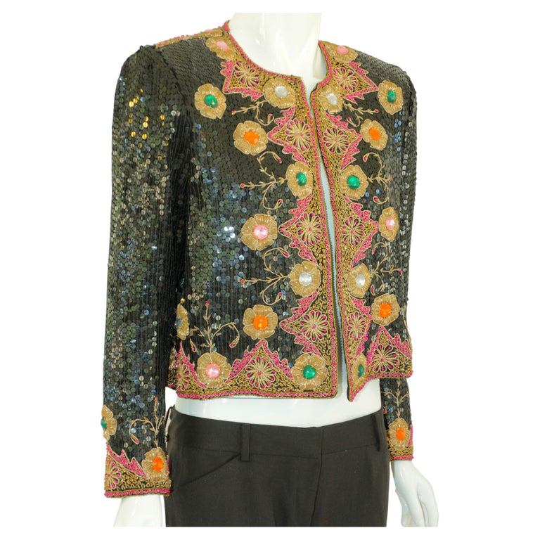 Vintage Evening Jeweled Beaded Jacket 1980's For Sale at 1stDibs