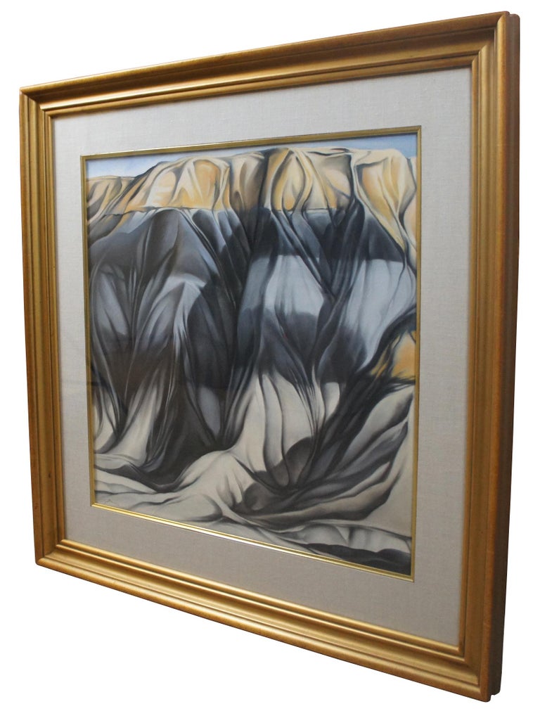 Vintage Expressionist Pastel Landscape Painting Signed Canyon Cliff ...