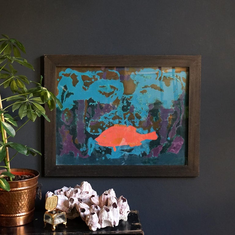 Vintage Expressionist Underwater Scene With Fish 1980s Original Acrylic ...