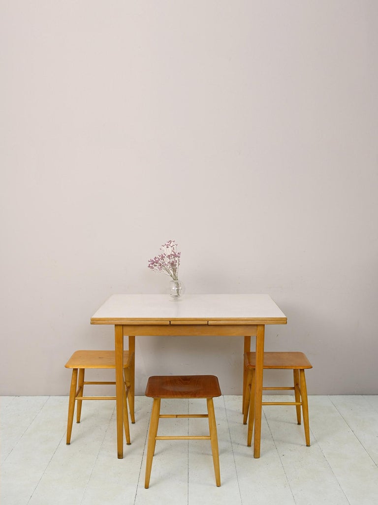 Vintage Extendable Wood and Formica Table For Sale at 1stDibs