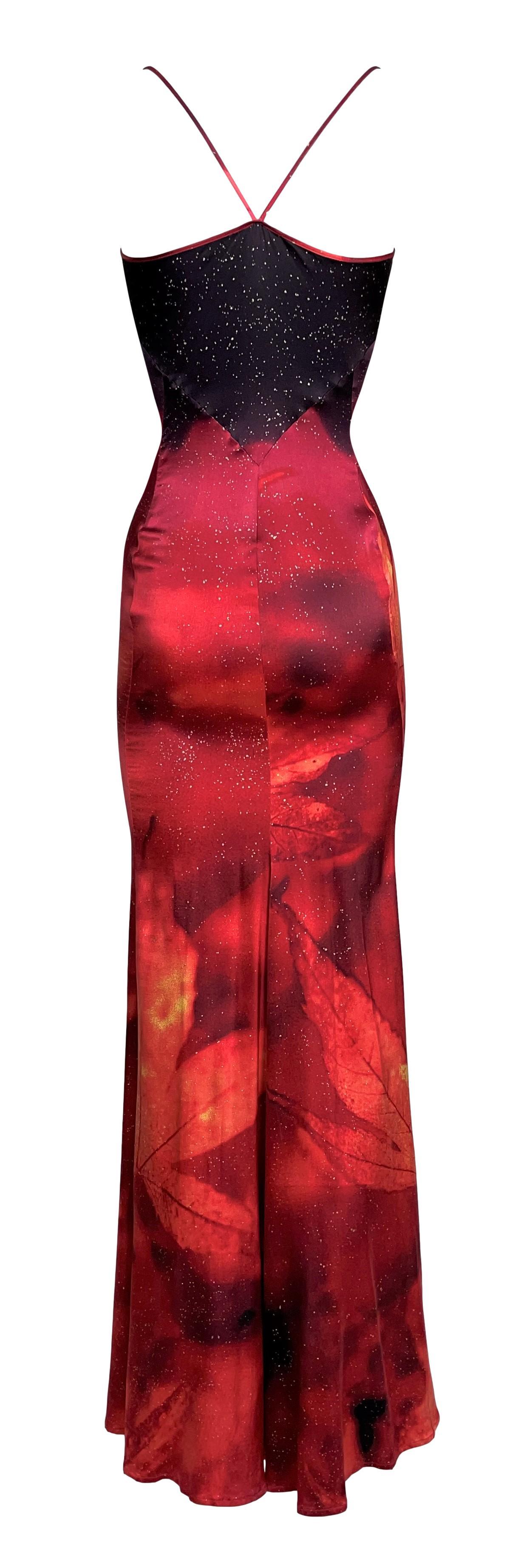Vintage F/W 1999 Roberto Cavalli Red Glitter Maxi Dress For Sale at 1stDibs