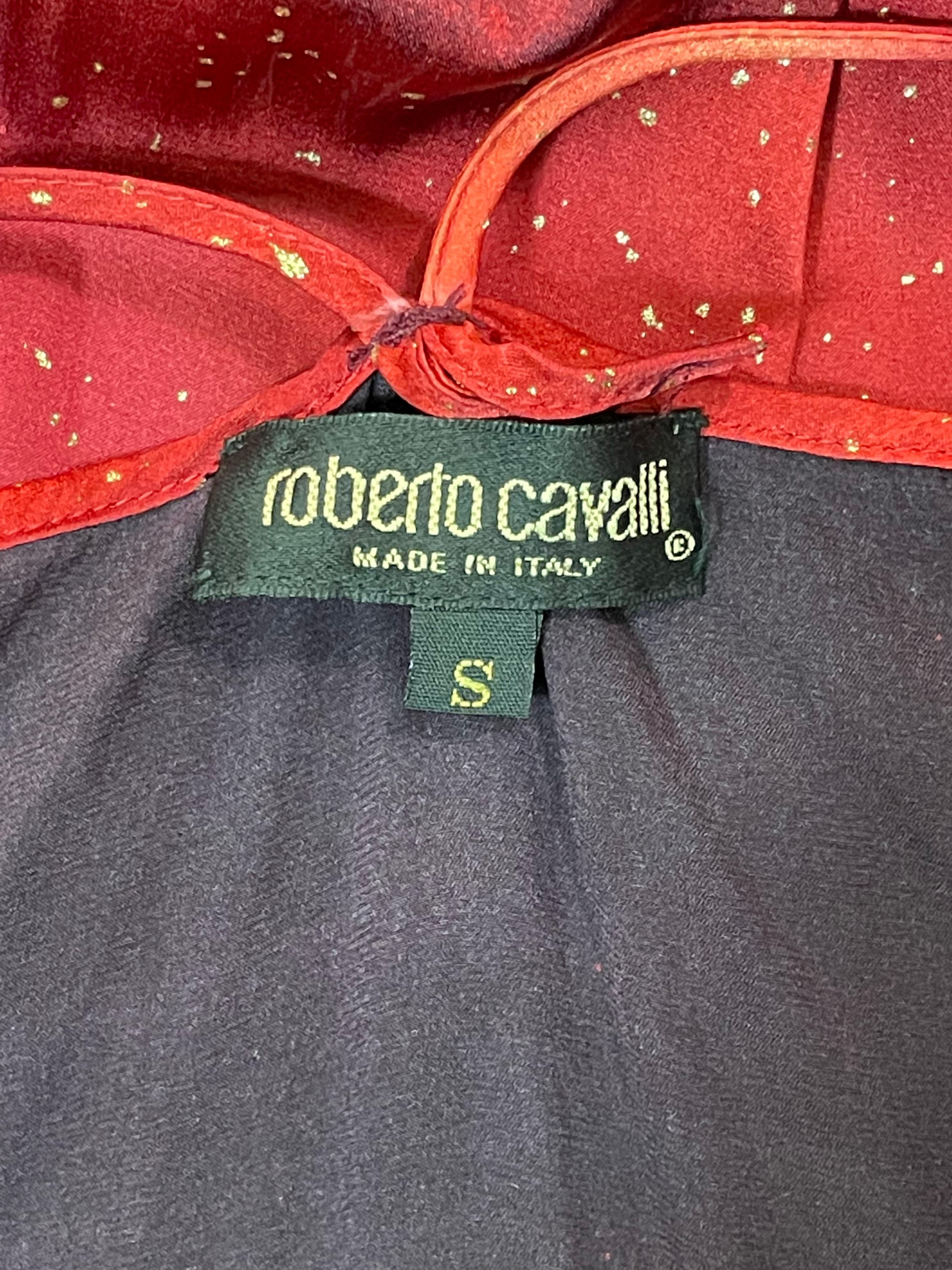 Vintage F/W 1999 Roberto Cavalli Red Glitter Maxi Dress For Sale at 1stDibs