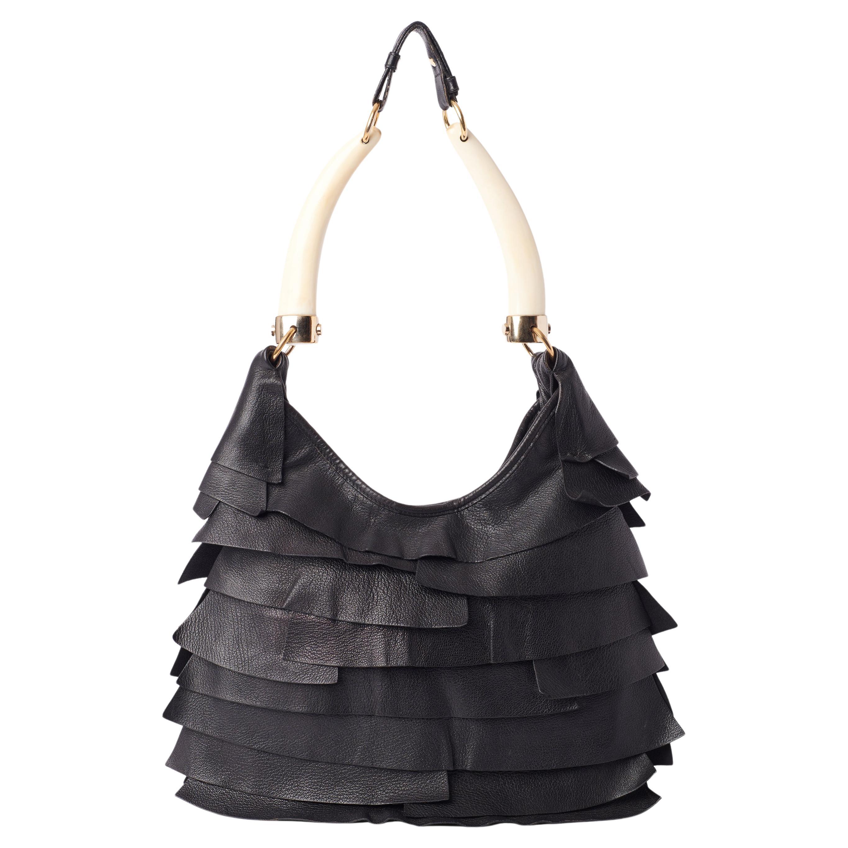 Vintage F/W 2004 Black St Tropez Ruffled Bag For Sale at 1stDibs