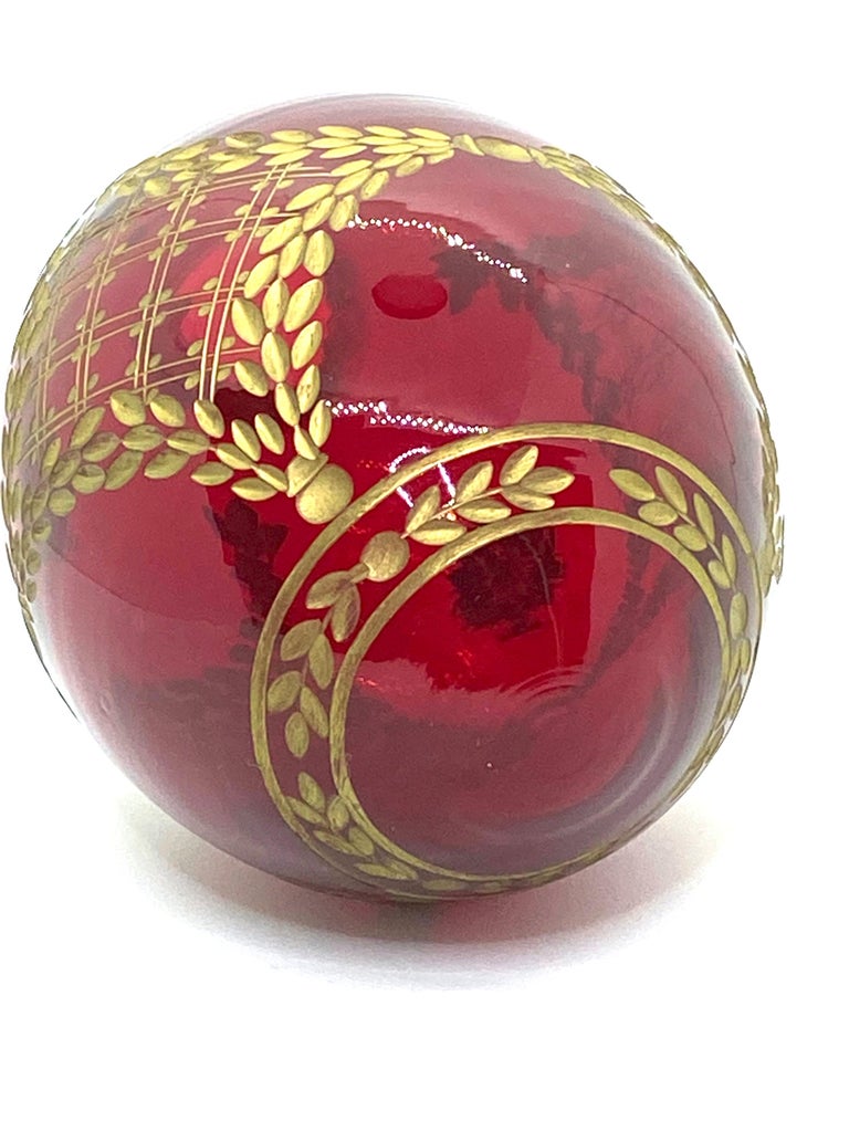 Vintage Faberge Russia Style Ruby Red Glass Egg with Etched Royal ...