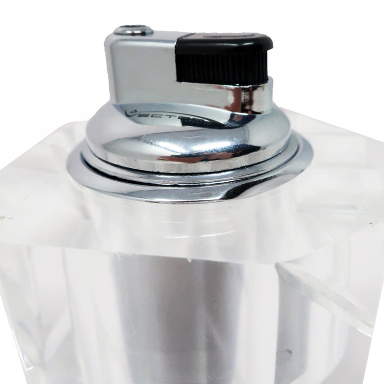 Vintage Faceted Lucite Table Lighter For Sale at 1stDibs